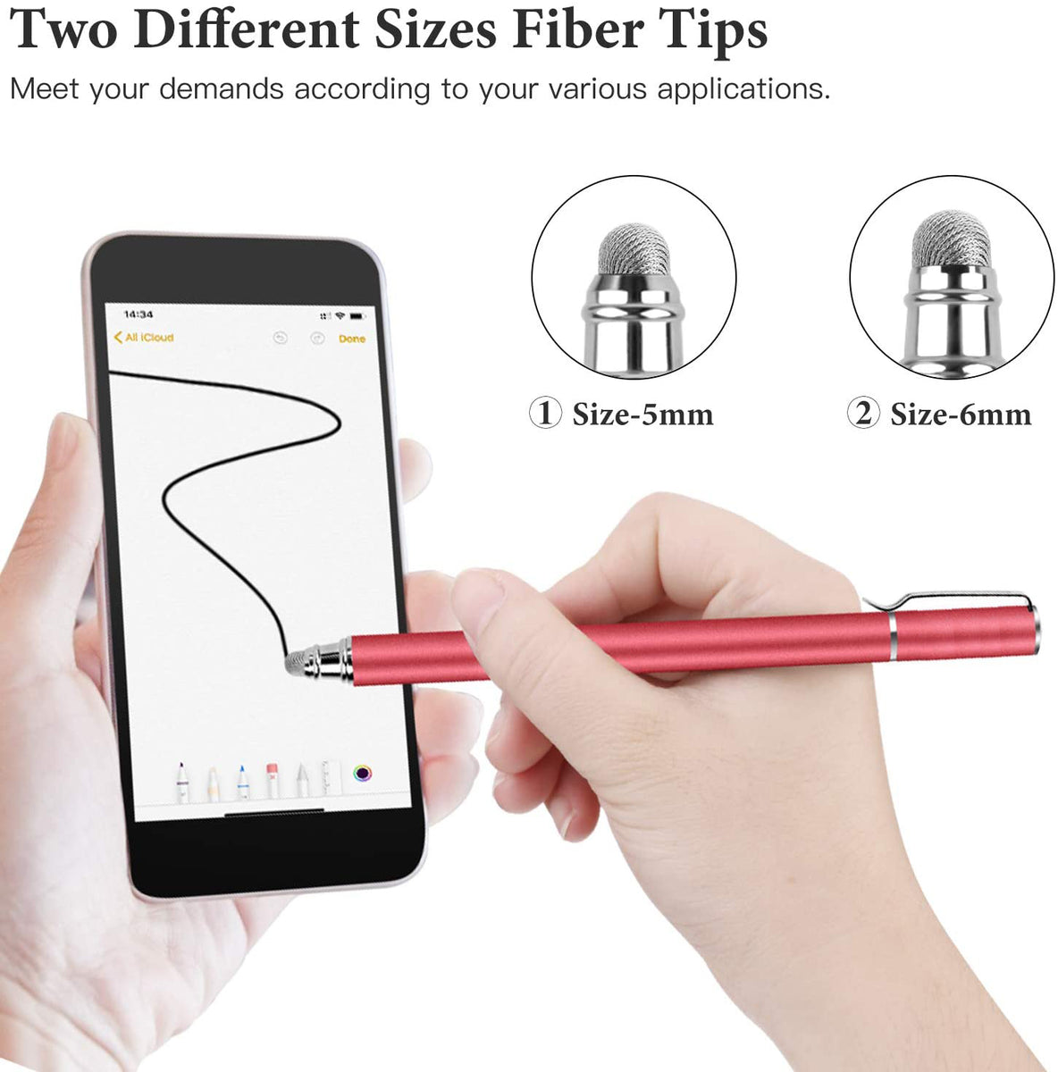 Red Stylus Touch Screen Pen Fiber Tip Aluminum Lightweight - ZDZ57 – uzid