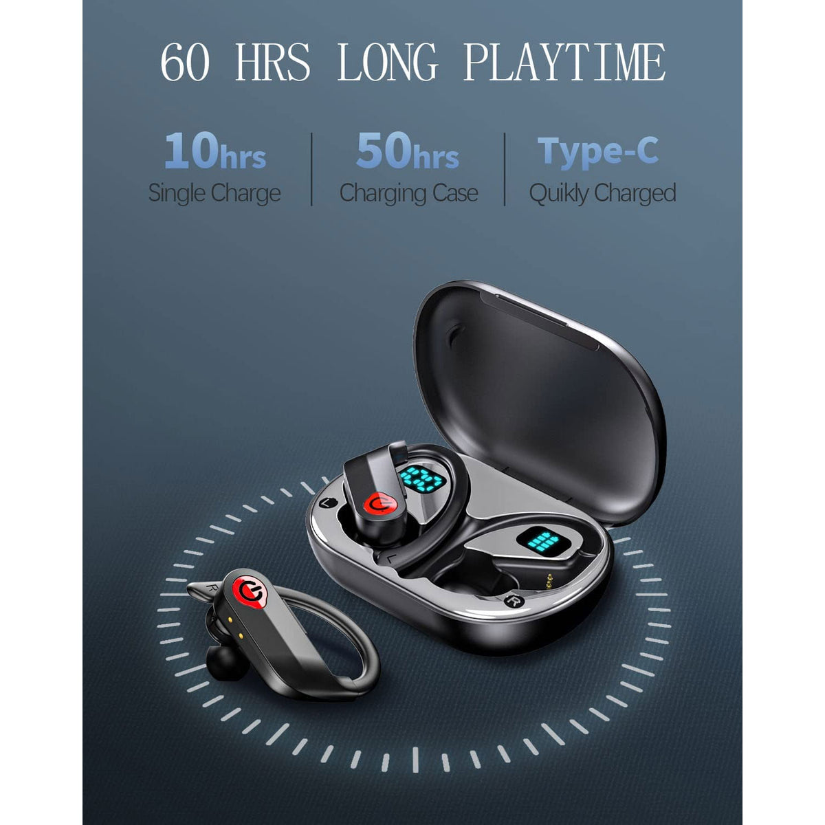 TWS Earphones Wireless Earhook Headphones Earbuds True Stereo Headset ...