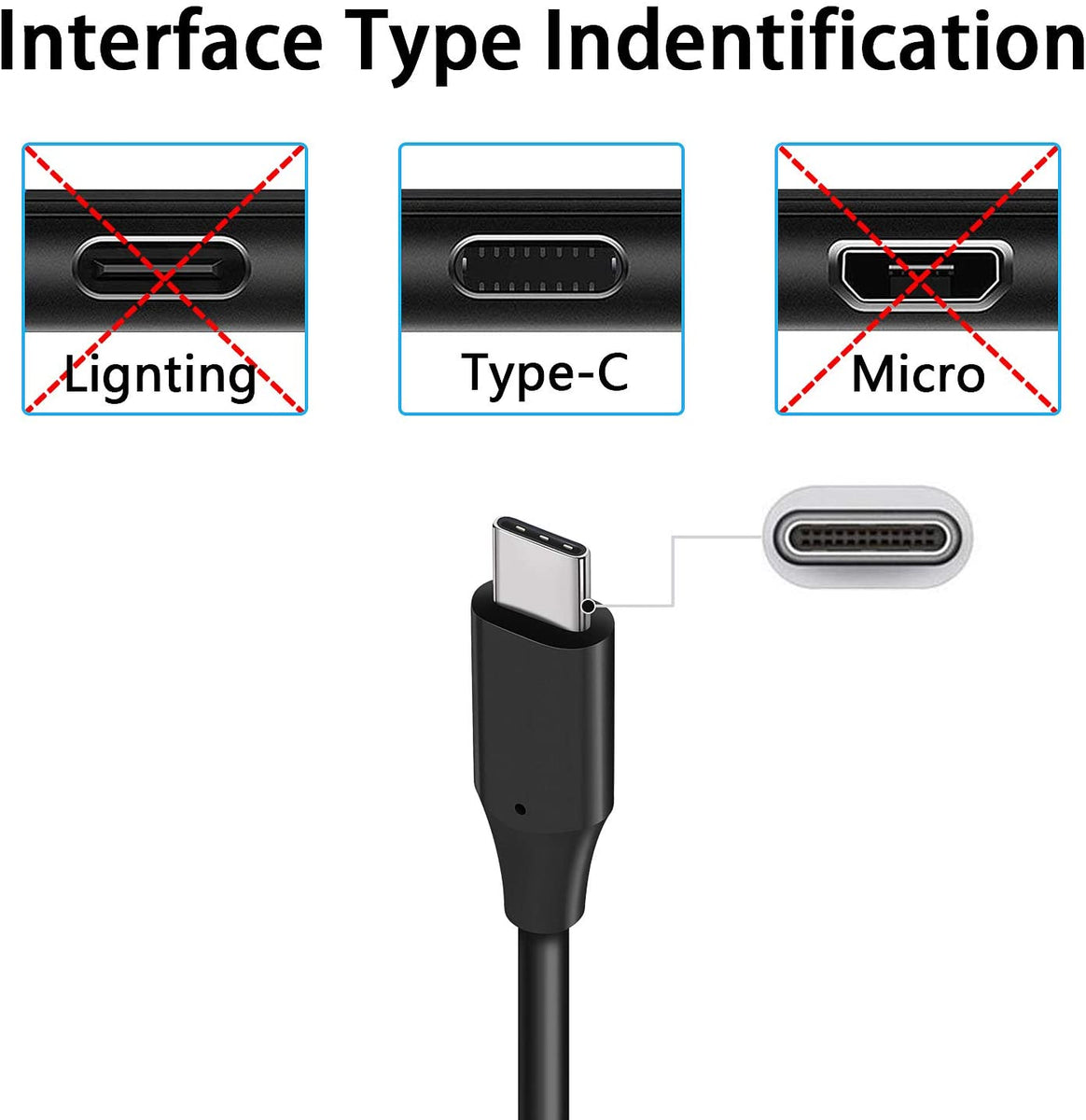 6ft and 10ft Long USB-C Cables Fast Charge TYPE-C Cord Power Wire Data ...